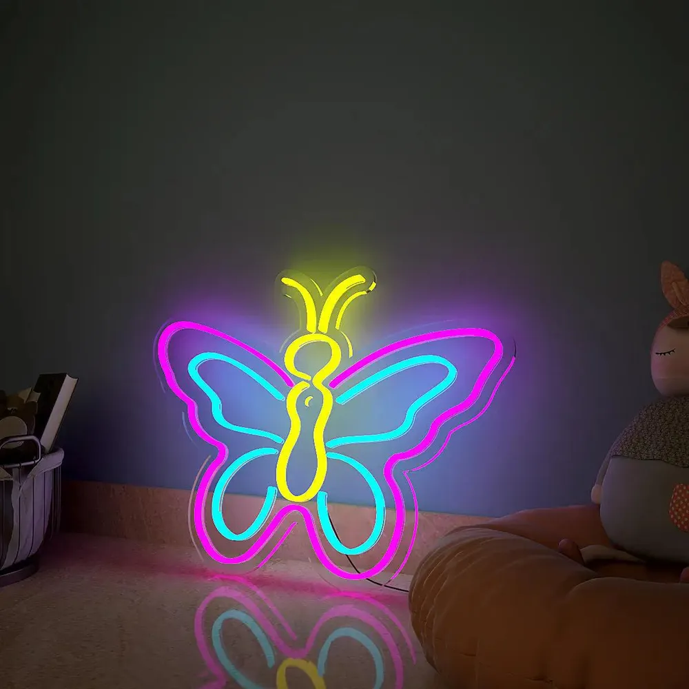 Lady Butterfly Multi-colored LED Neon Light - WallMantra