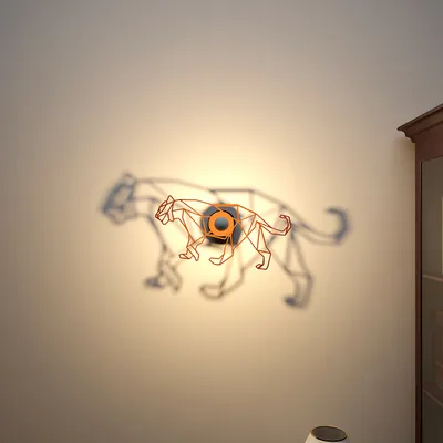 Wooden Tiger Shadow Lamp - WallMantra